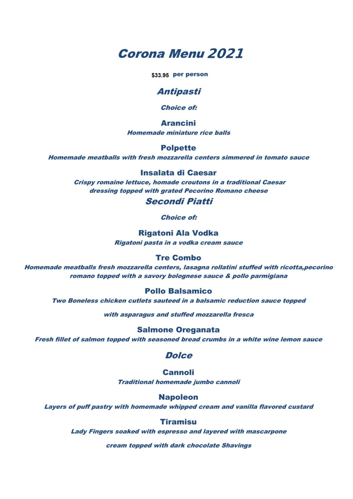 Menu – Corona 2021 – Ragazzi