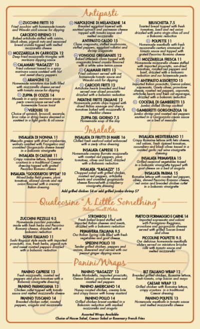 Menu – Lunch – Ragazzi