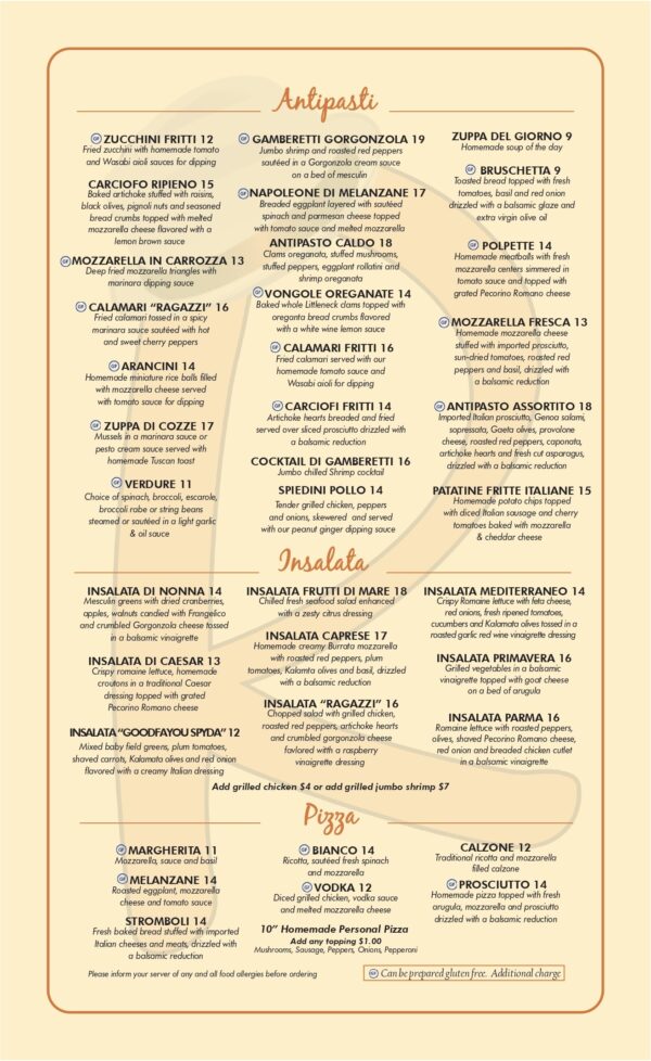 Menu – Dinner – Ragazzi