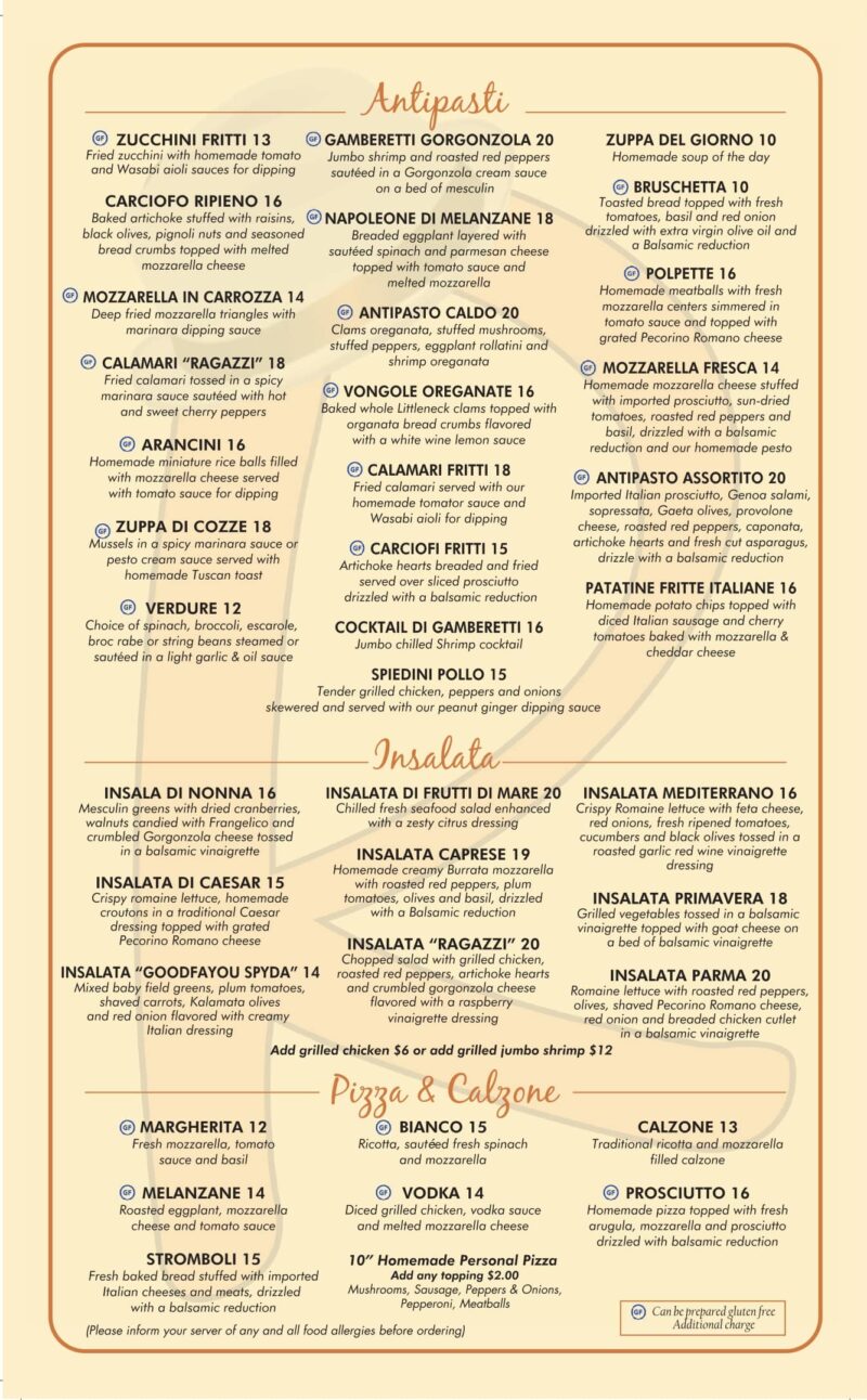 Menu – Dinner – Ragazzi