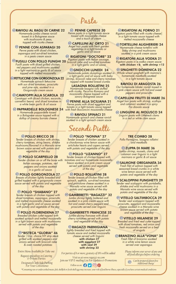 Menu – Dinner – Ragazzi
